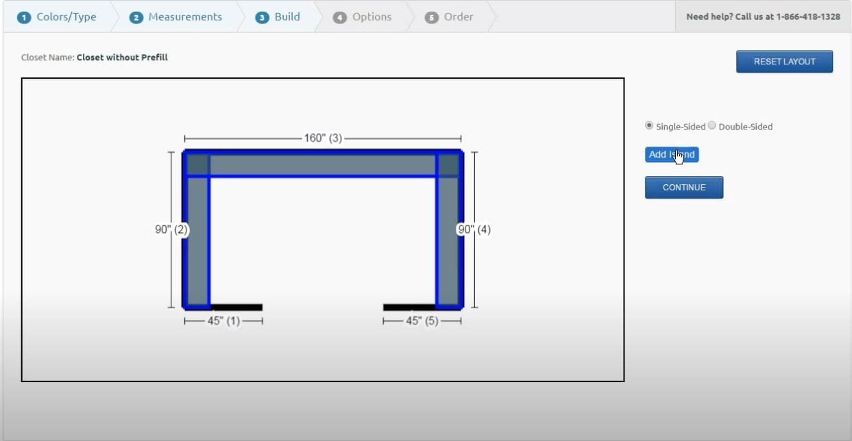 Adding an Island in the Layout Tool - ClosetPro - Sherwood Shelving