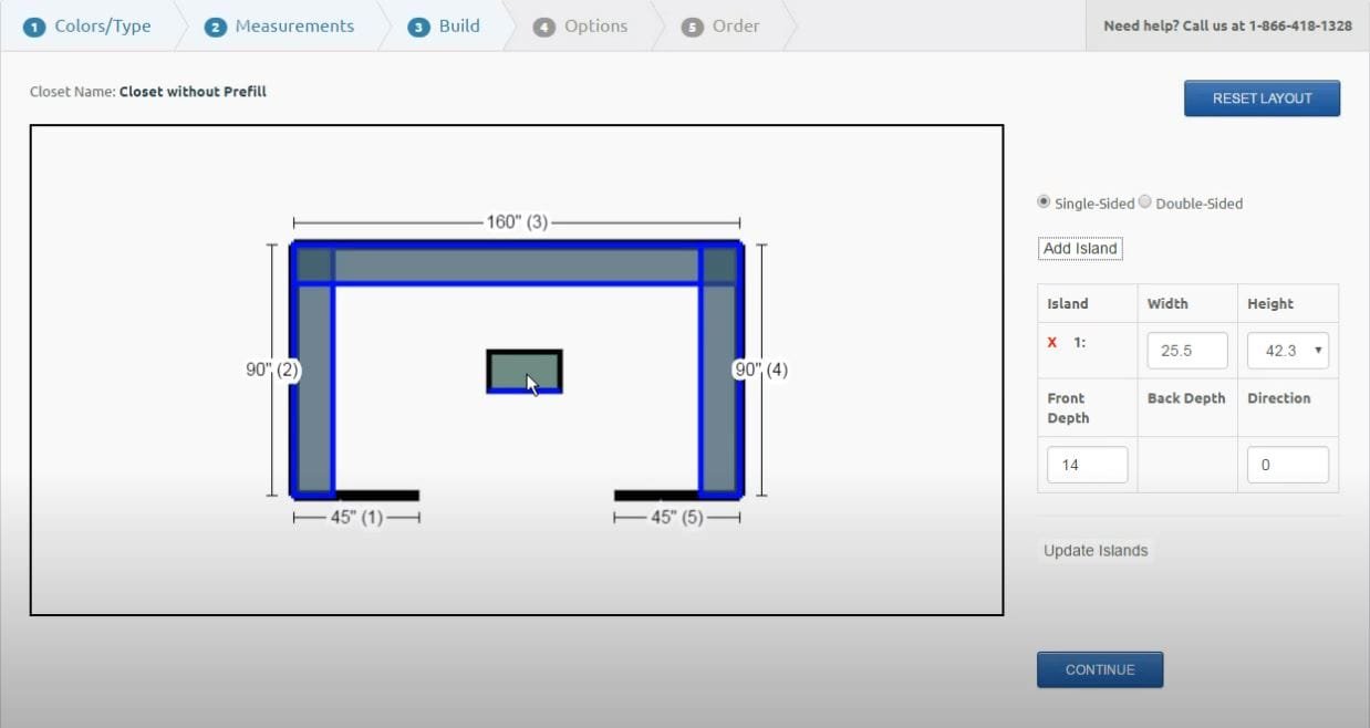 Adding an Island in the Layout Tool - ClosetPro - Sherwood Shelving